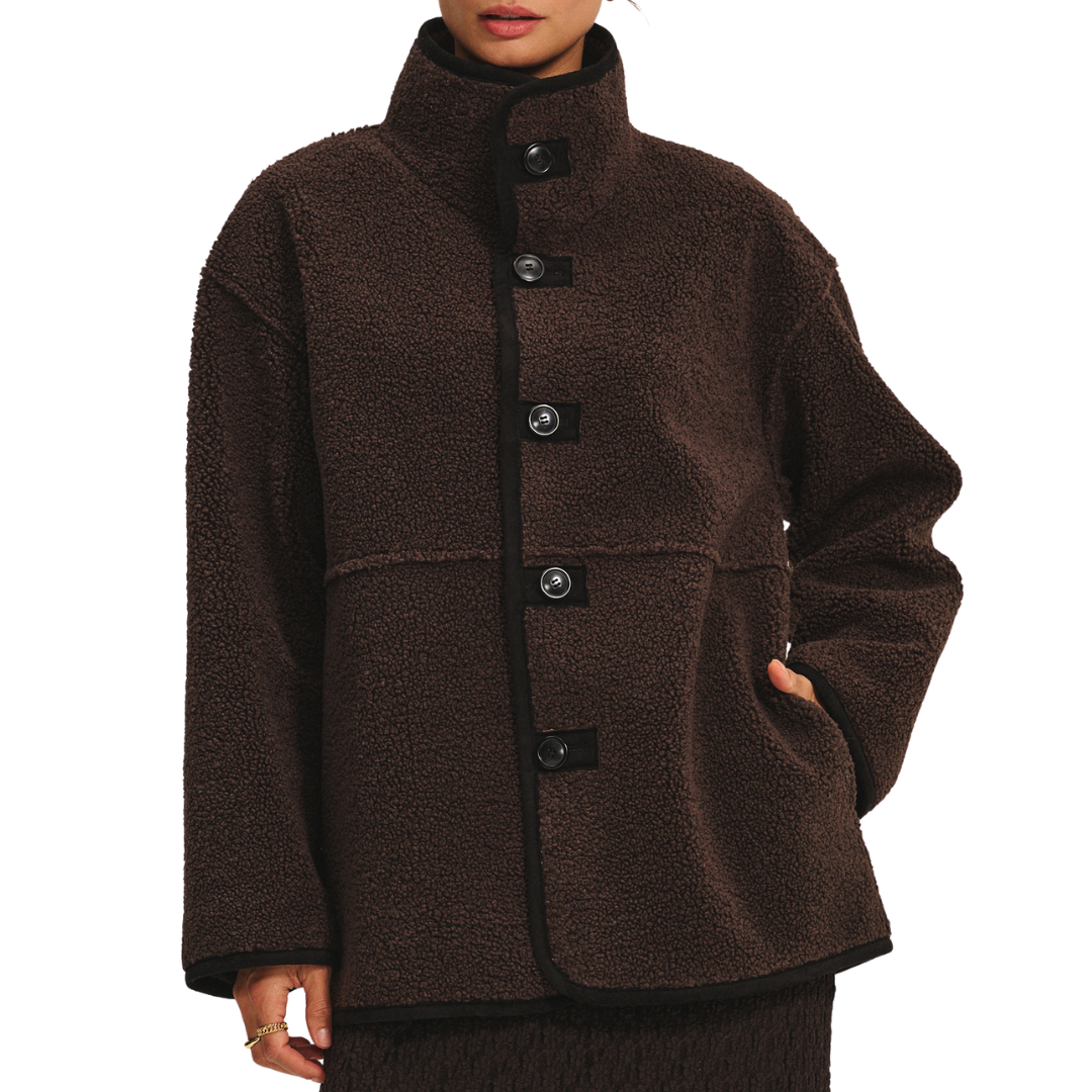 Shona Reversible Sherpa Jacket in Espresso