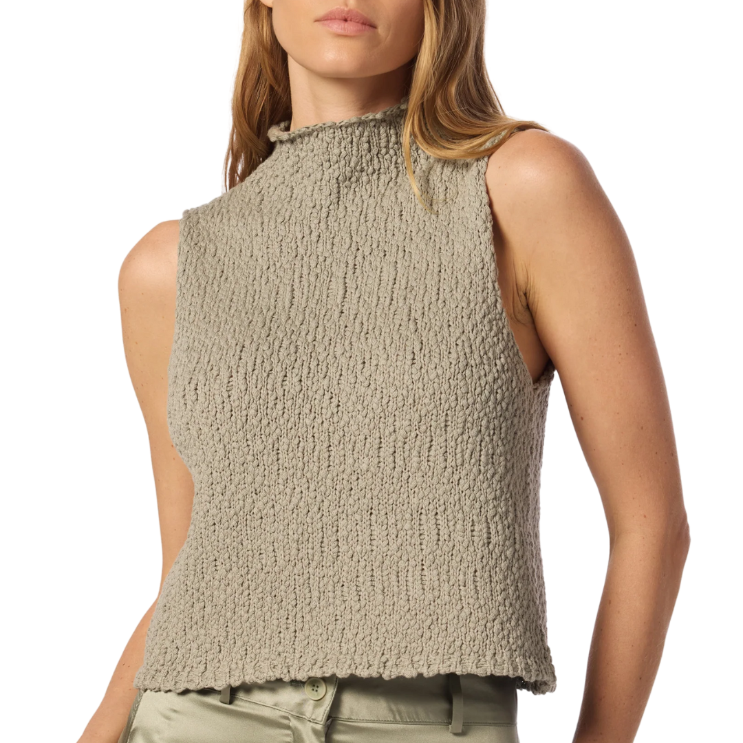 Atticus Roll Neck Cropped Tank in Eucalyptus