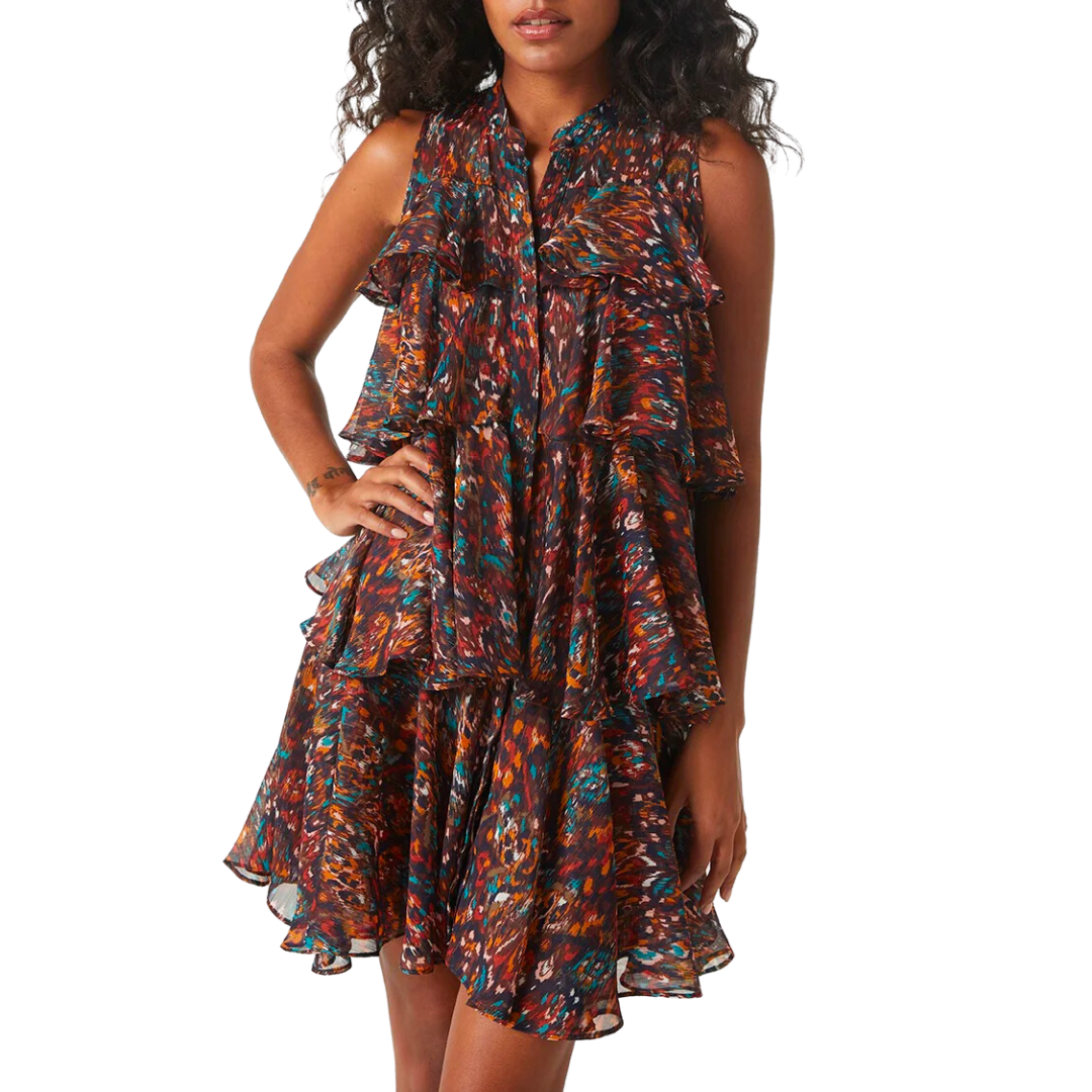 Misa Emogene Dress in Peacock Abstract