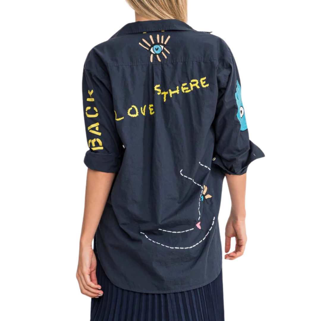 Kerri Rosenthal Maddie Shirt To The Moon in Night Sky