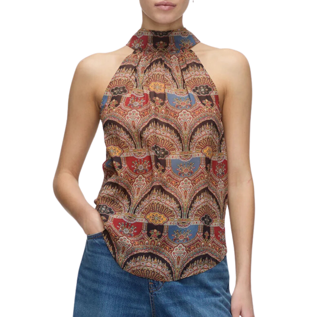 Veronica Beard Tanisha Top in Dark Chocolate Multi