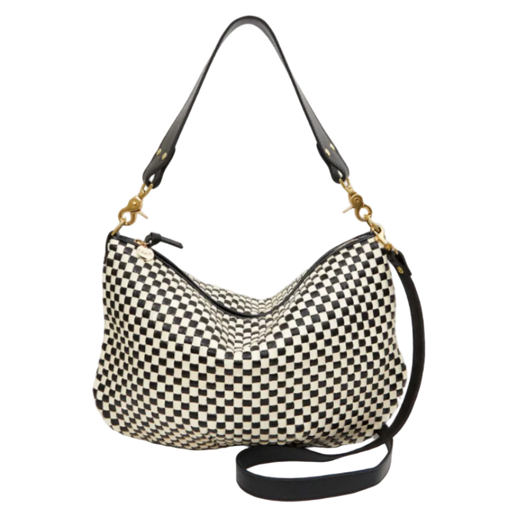Moyen Messenger in Black & Cream Woven Checker