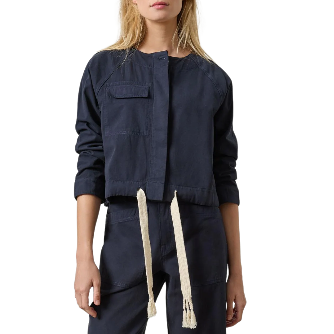 Drawstring Waist Jacket in Navy
