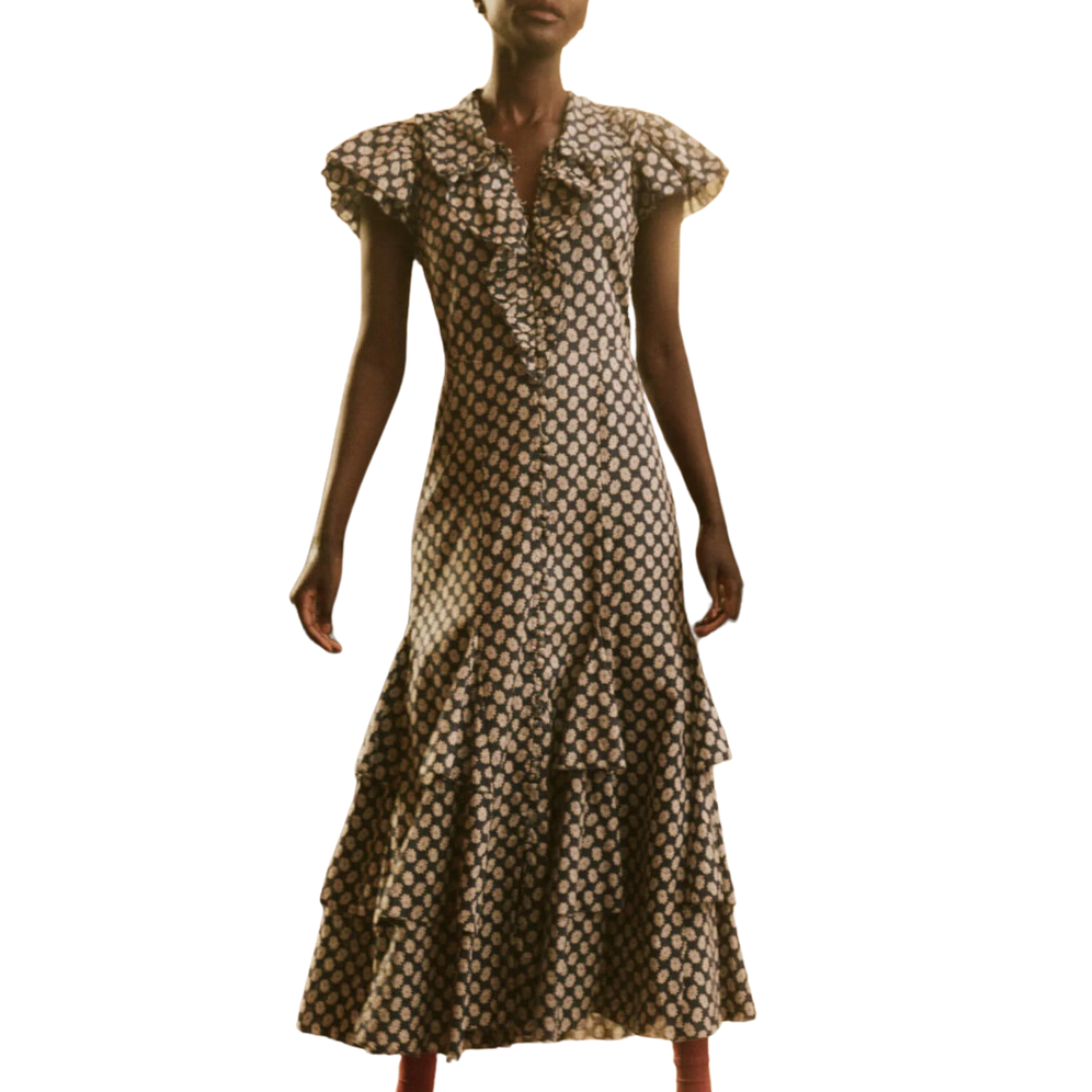 THE GREAT. The Curtsy Dress in Mini Evening Daisy