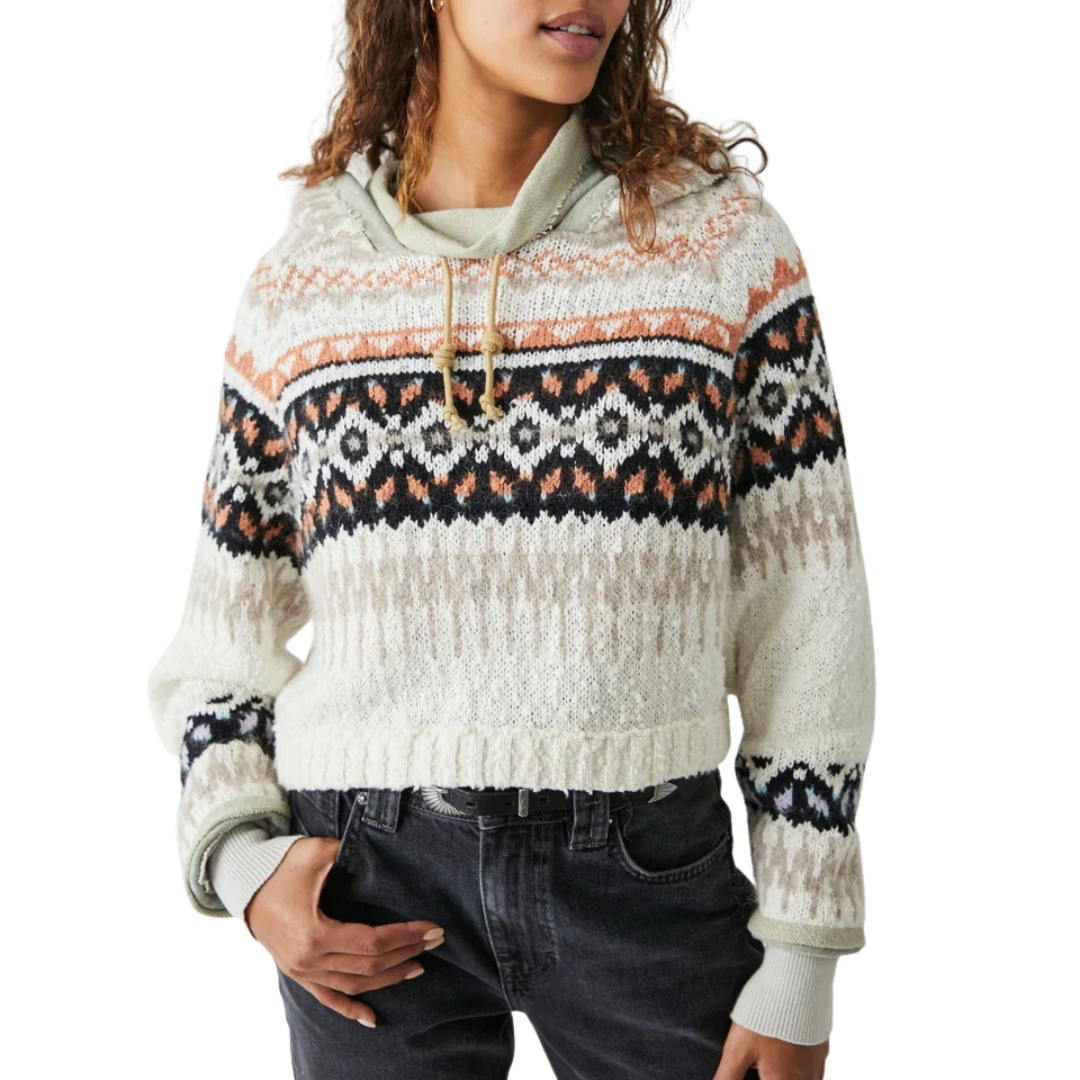 Free People Inverness Hoodie in Oatmeal Spice Combo in Vermont