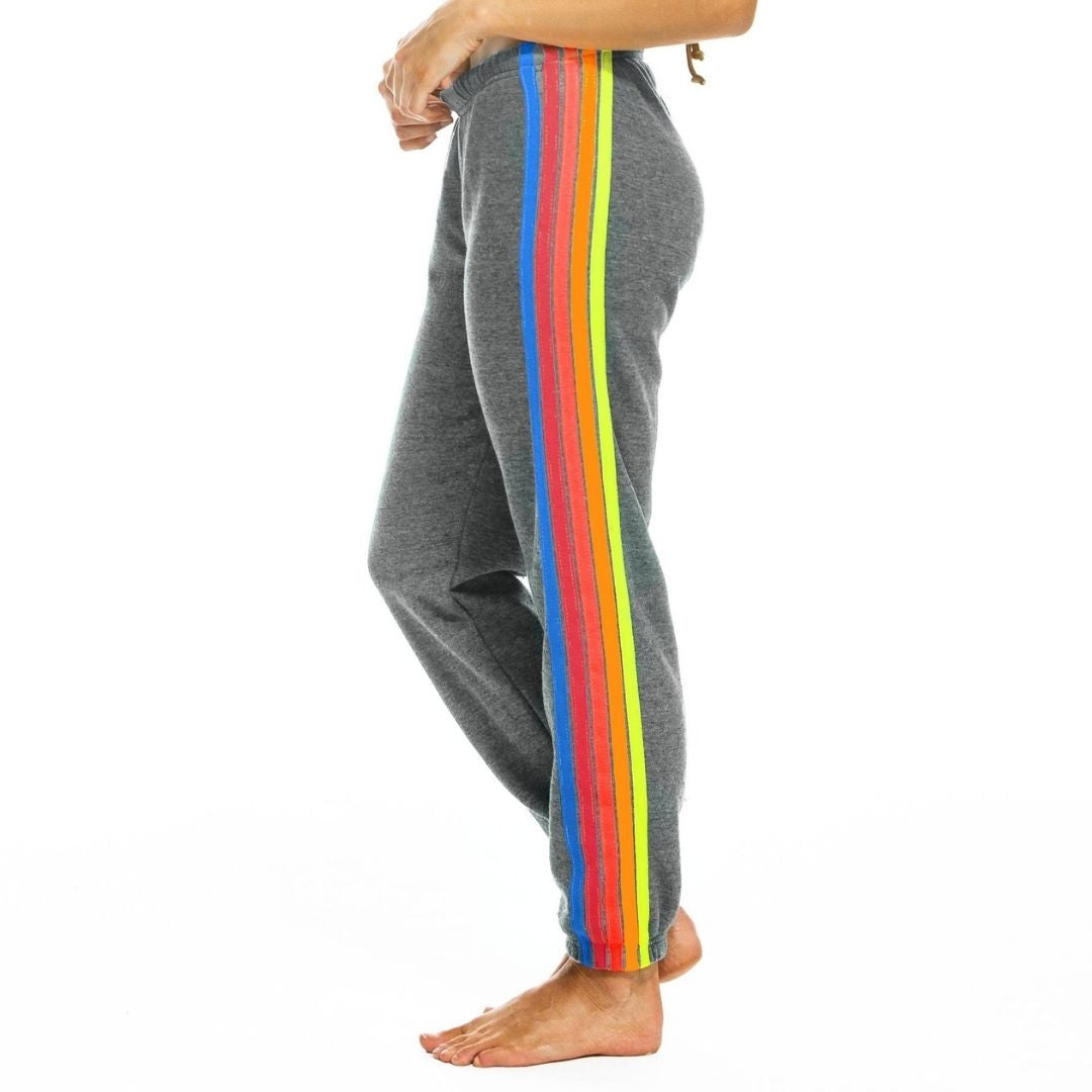 5 Stripe Sweatpants in Heather Neon