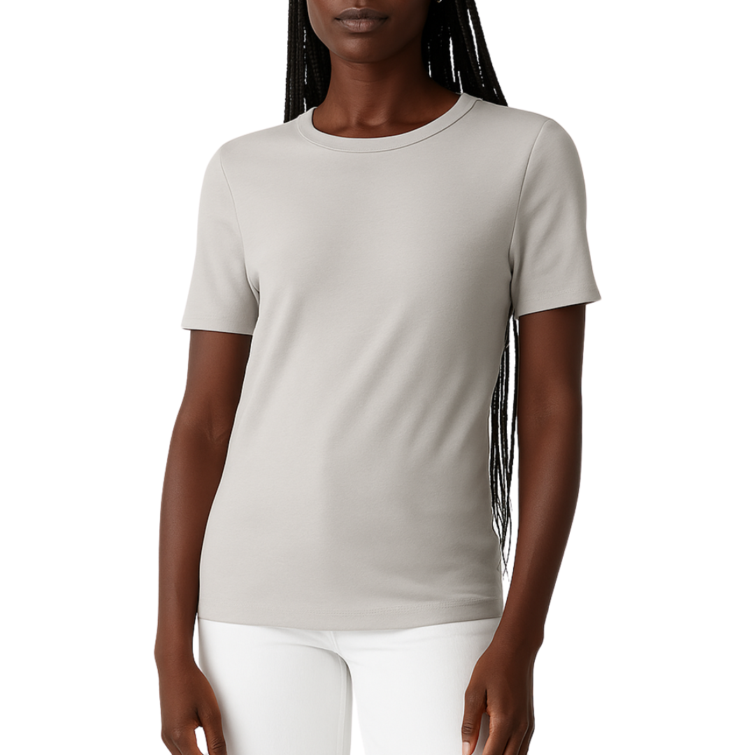 Mady High Crew Neck Tee in Cement